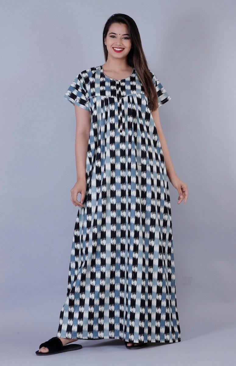 Designer Mart - Women's Premium Cotton Multi Colors Printed Night Gown