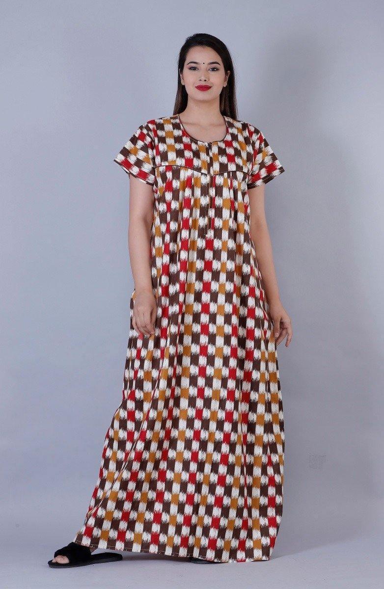 Designer Mart - Women's Premium Cotton Multi Colors Printed Night Gown